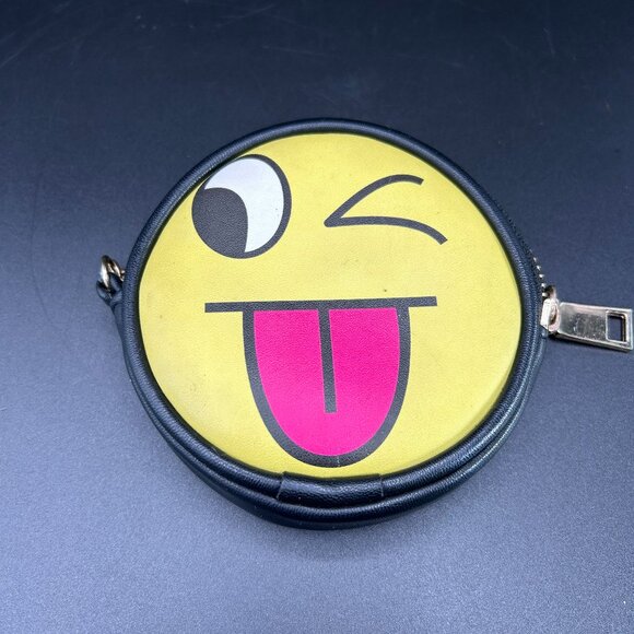 Bags | Emoji Coin Purse Bag Container Yellow Emoticon Wink Tongue ...